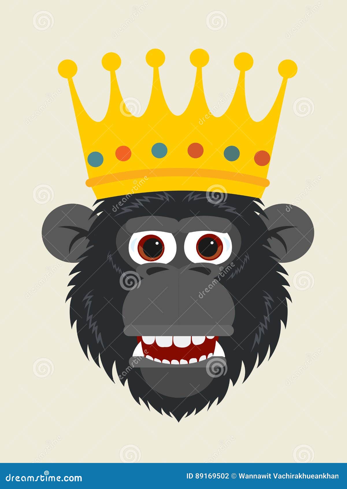 Monkey king stock vector. Illustration of fluffy, decorative - 89169502
