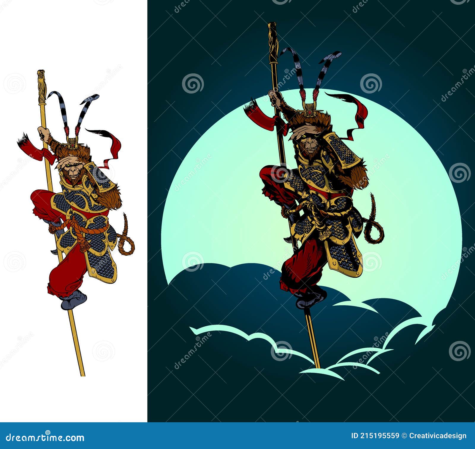 The Monkey King Vector Illustration Stock Vector - Illustration of ...