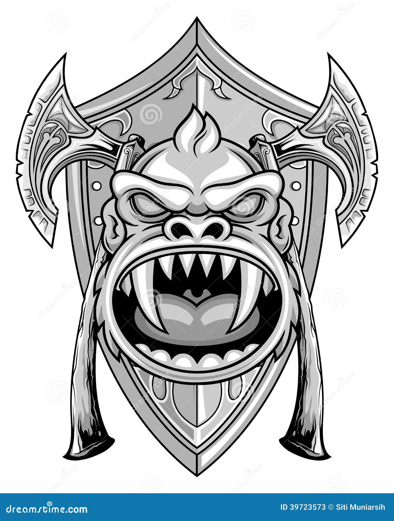 Monkey Knight Two Handed Weapon. Set Vector Illustration ...