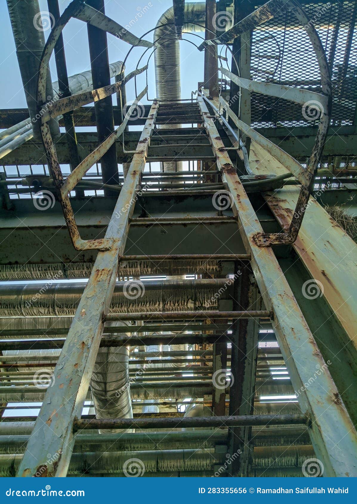 Monkey Ladder at the Factory Stock Photo - Image of upper, refinery ...