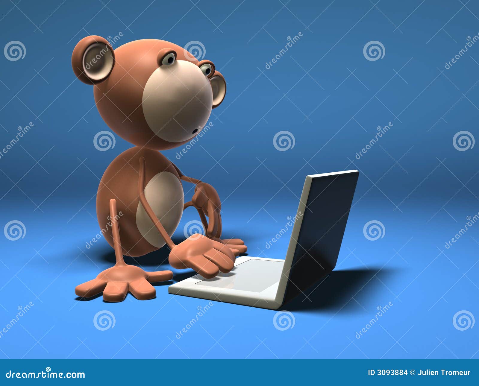 Monkey with a laptop stock illustration. Illustration of animal - 3093884