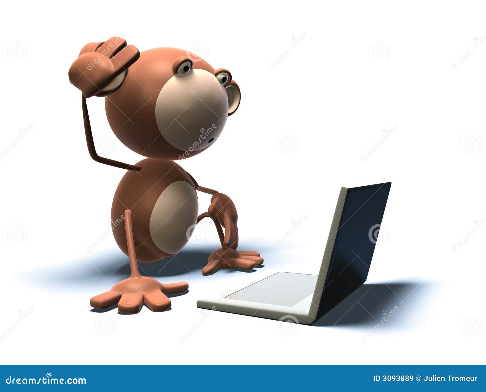 Monkey with a laptop stock illustration. Illustration of monkeys - 3093889
