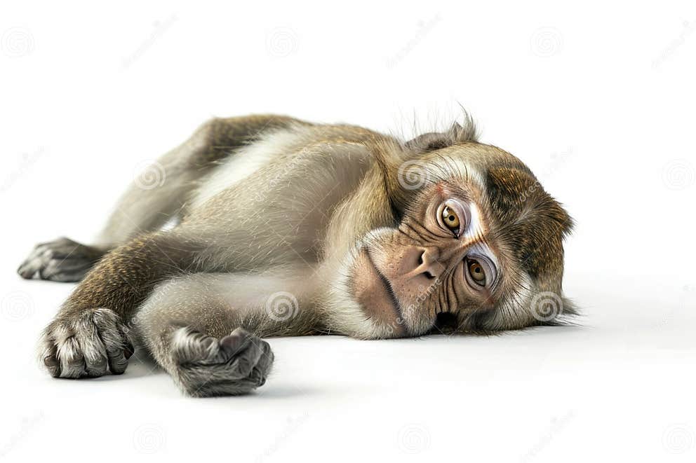 A Monkey Laying on Its Back, Suitable for Various Uses Stock Photo ...