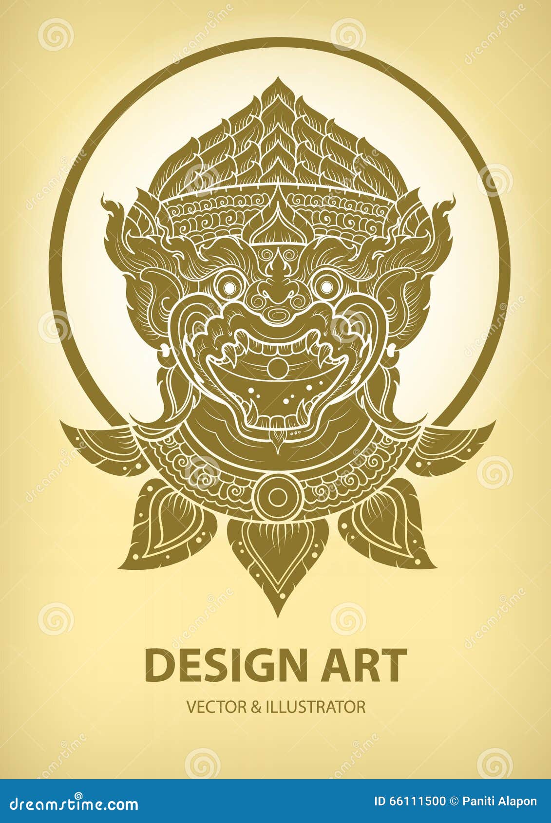 Monkey Layout Thai Outline Pattern Vector Stock Vector - Illustration ...