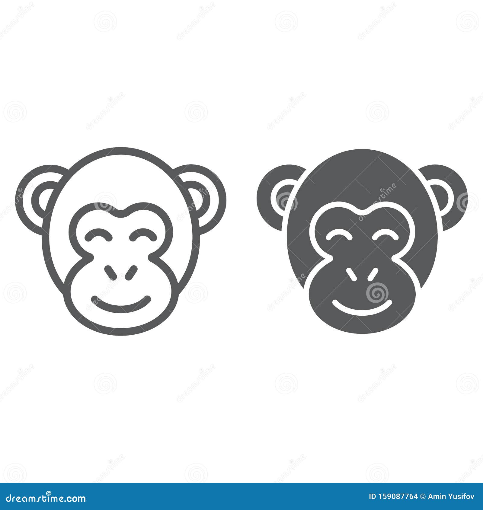 Glyph Monkey Face Expressions Cartoon Vector | CartoonDealer.com #62932217