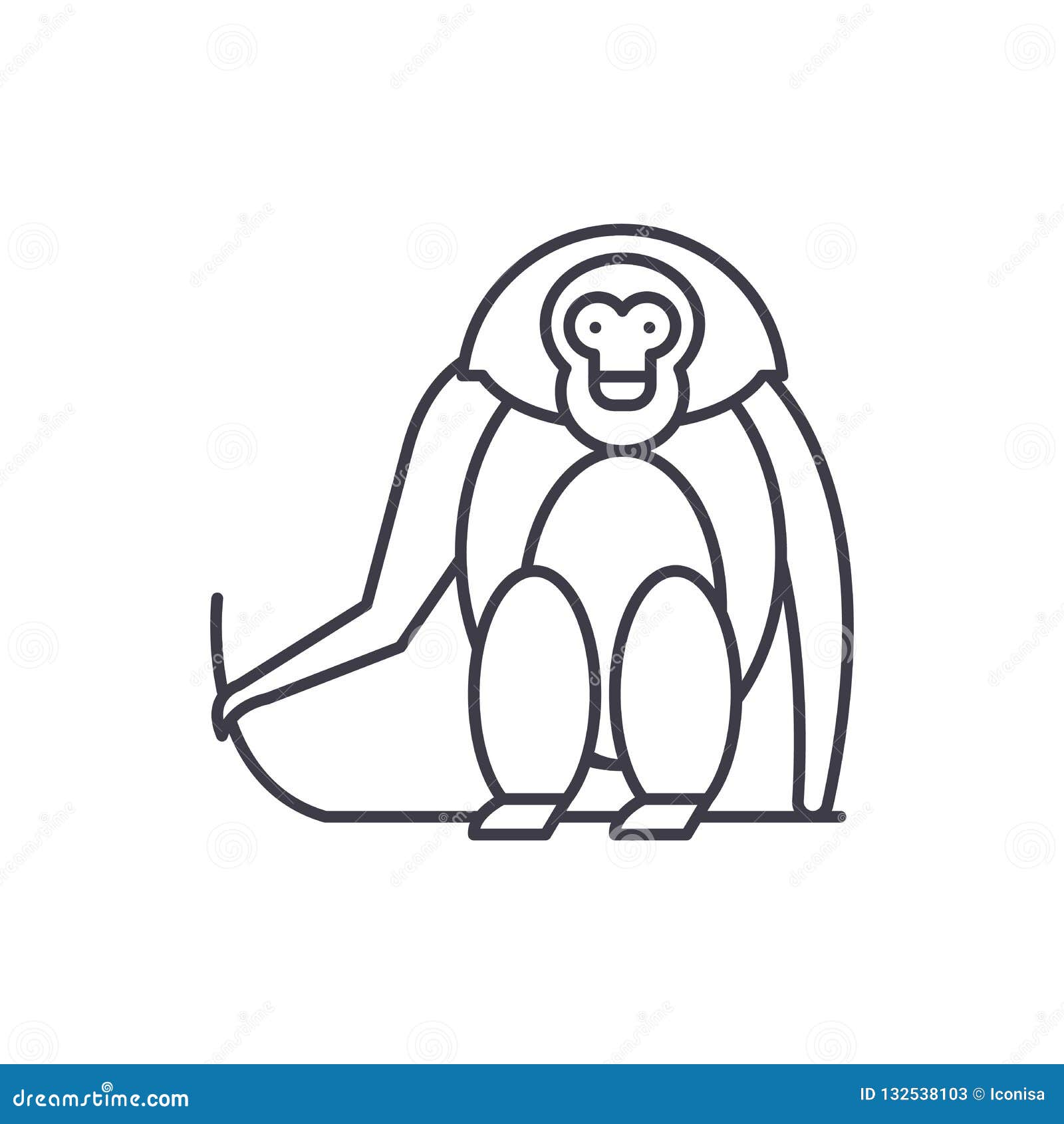 Monkey Line Icon Concept. Monkey Vector Linear Illustration, Symbol ...