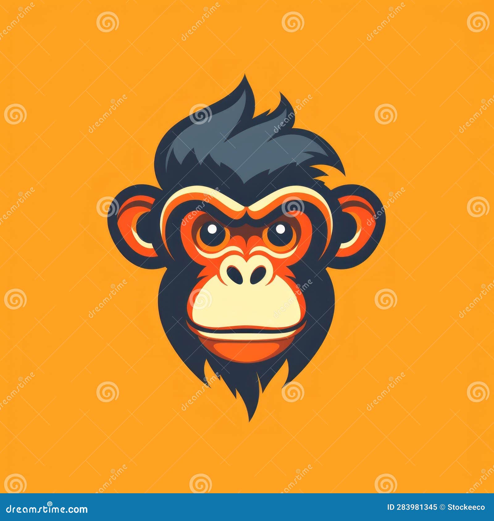 Vibrant Monkey Icon Design with Bold Color Palettes Stock Illustration ...