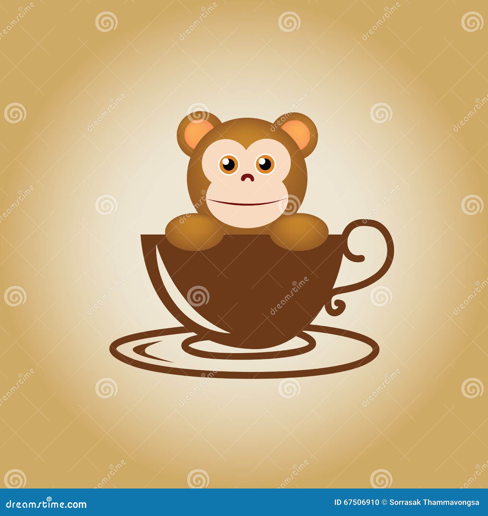 Monkey logo coffee vector. stock vector. Illustration of animal - 67506910