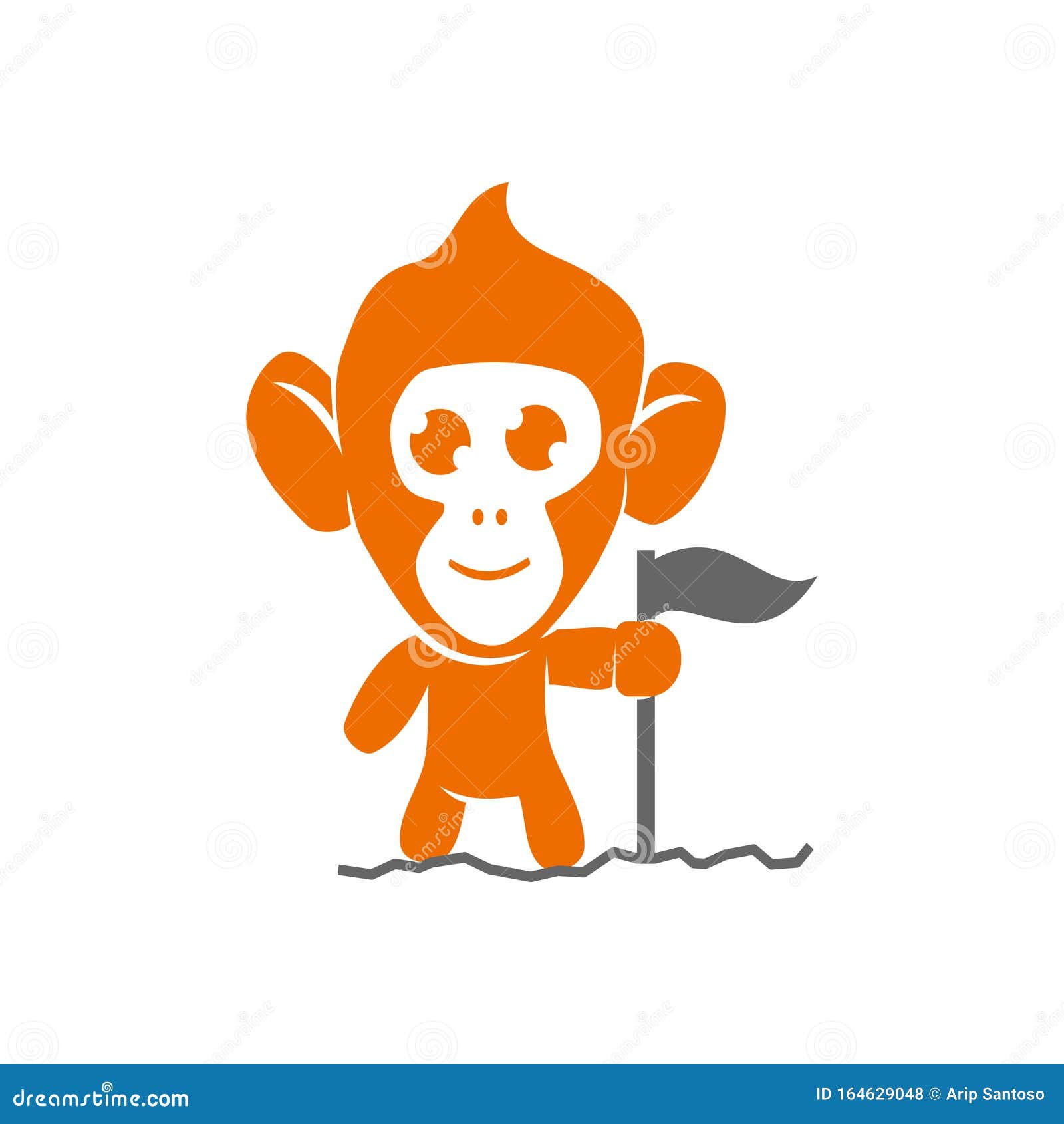 Monkey Hold Flag Logo Design Template Vector Illustration Isolated ...