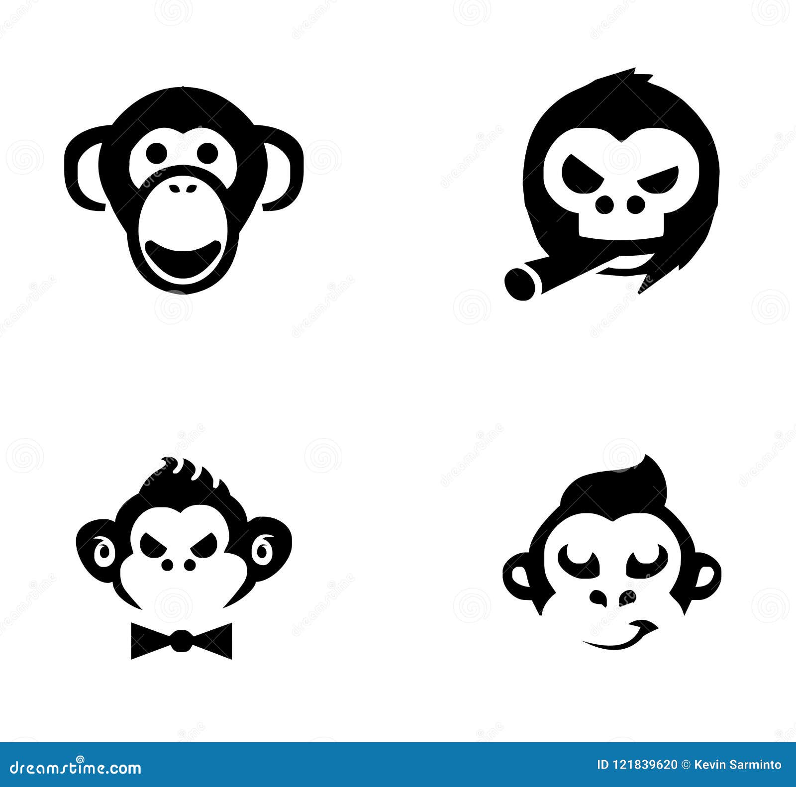 Monkey logo set collection stock illustration. Illustration of mascot ...