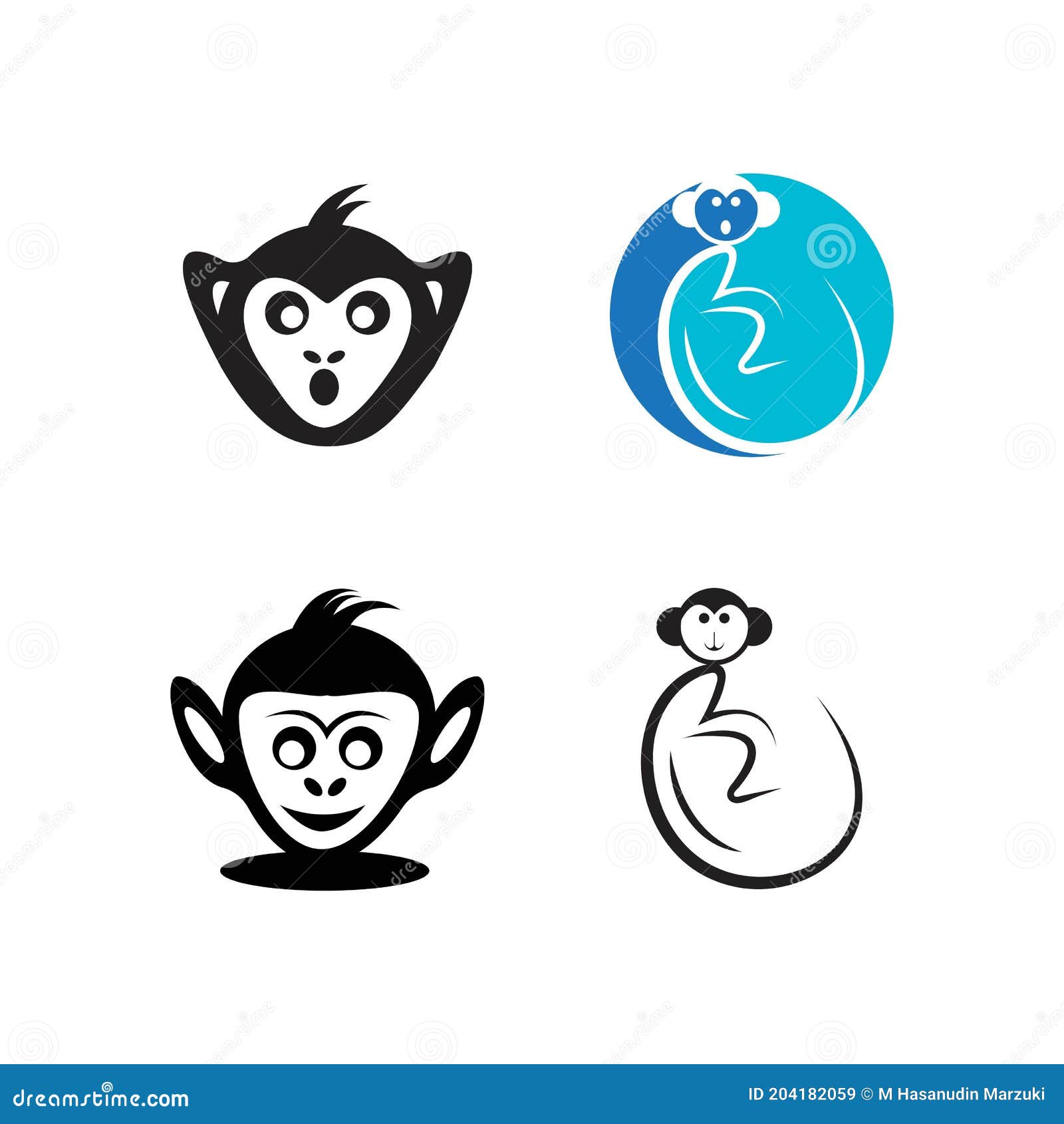 Monkey logo vector stock vector. Illustration of head - 204182059