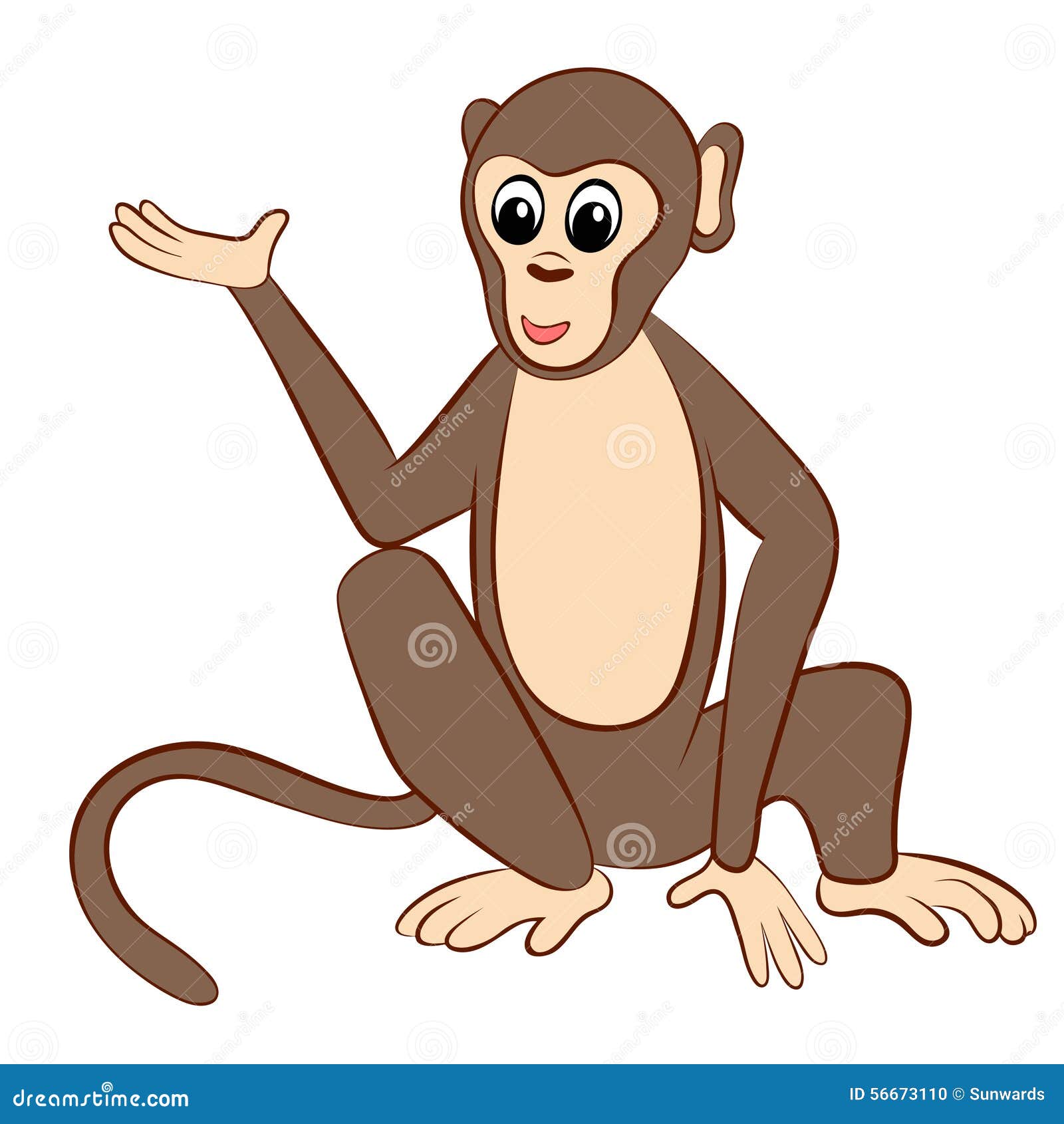 Monkey stock vector. Illustration of cute, hand, monkey - 56673110