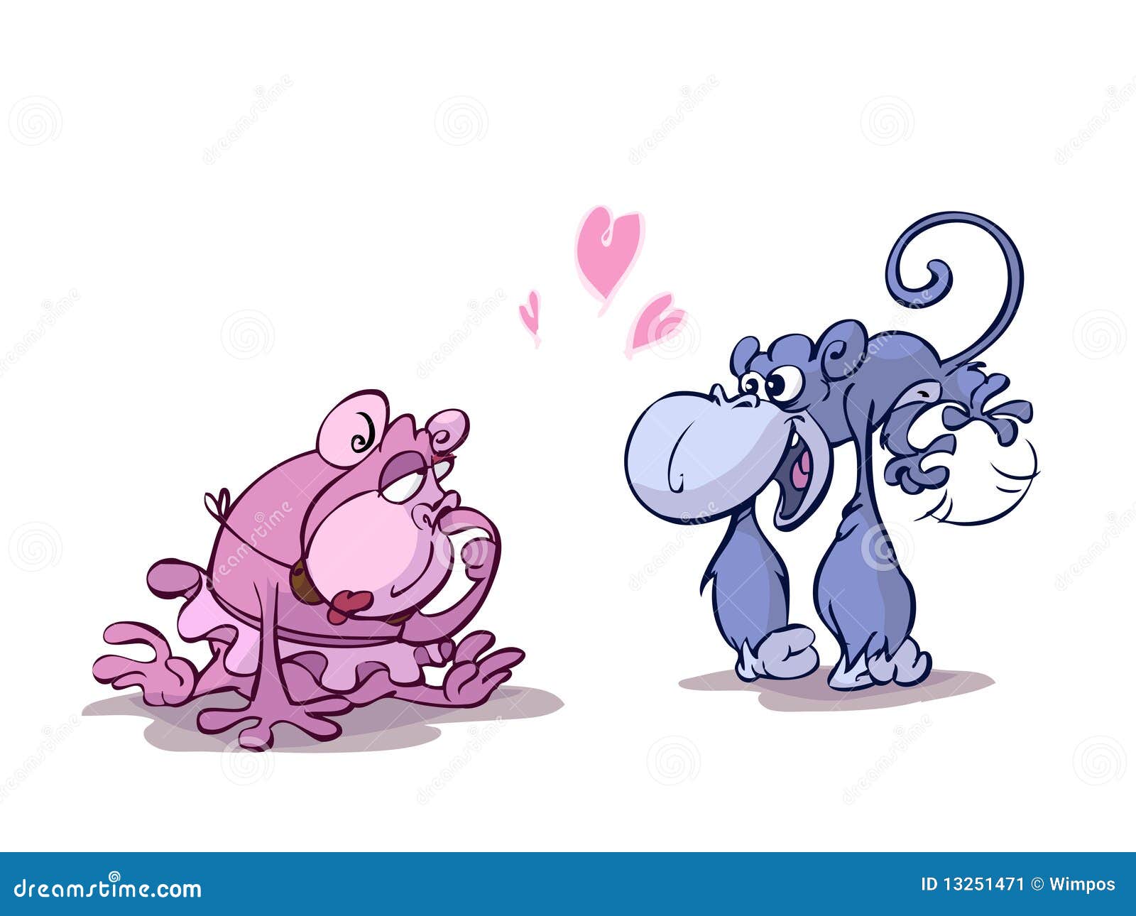 Monkey in love stock illustration. Illustration of cute - 13251471