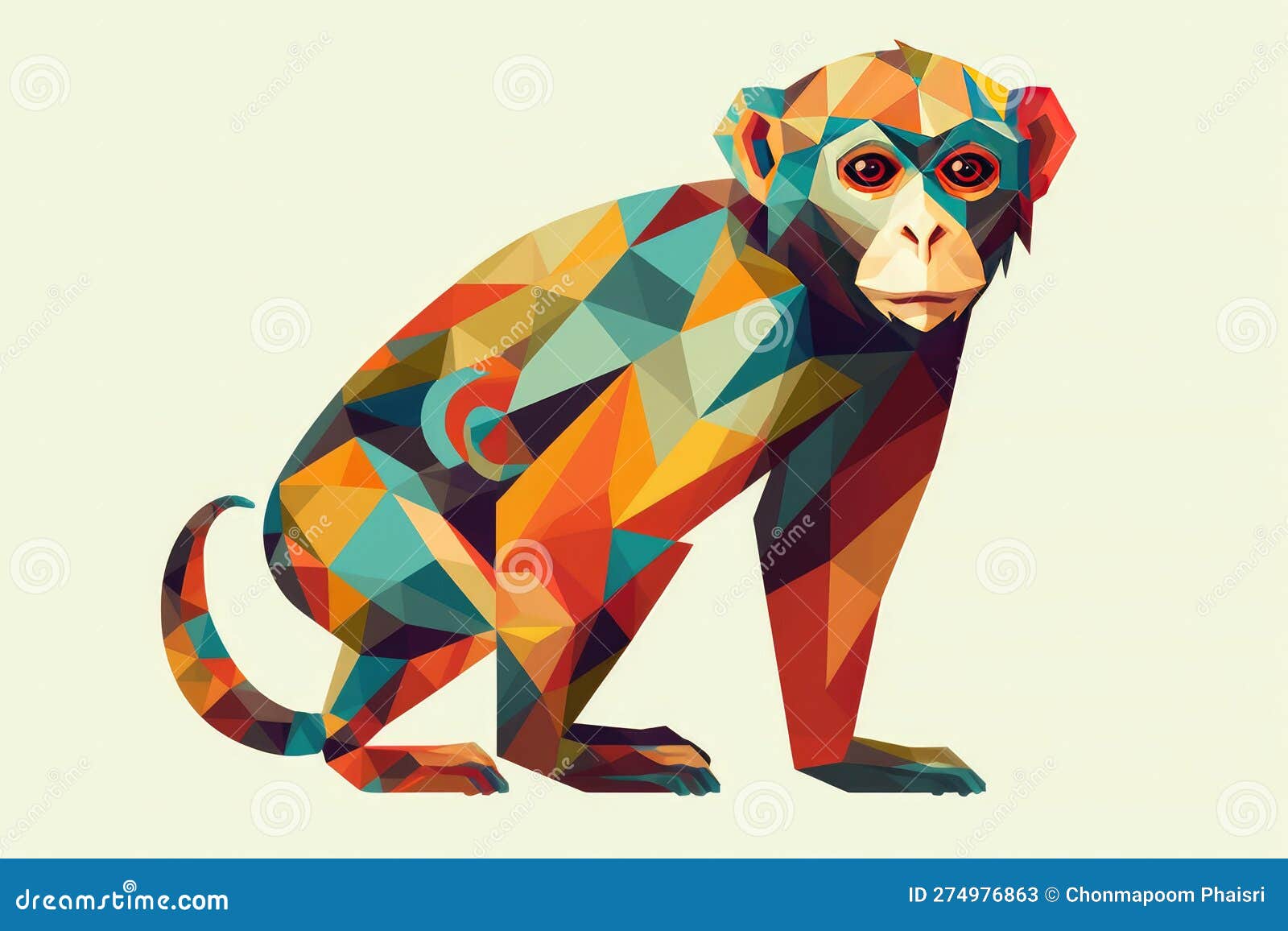 Monkey, Low Poly Style, Vector Illustration. Polygonal Design ...