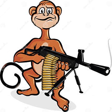 The Monkey with the Machine Gun Stock Vector - Illustration of bullet ...