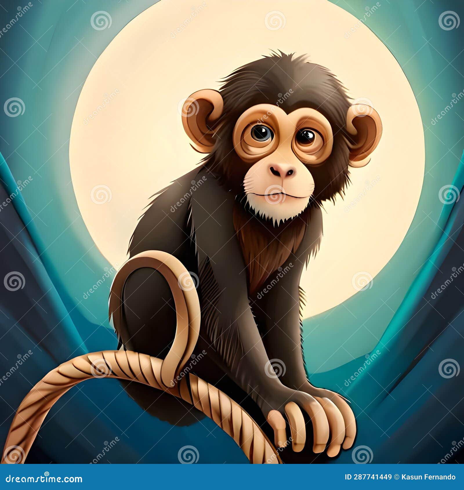 Monkey Magic: Endearing Vector Art Sticker for Playful Projects Stock ...