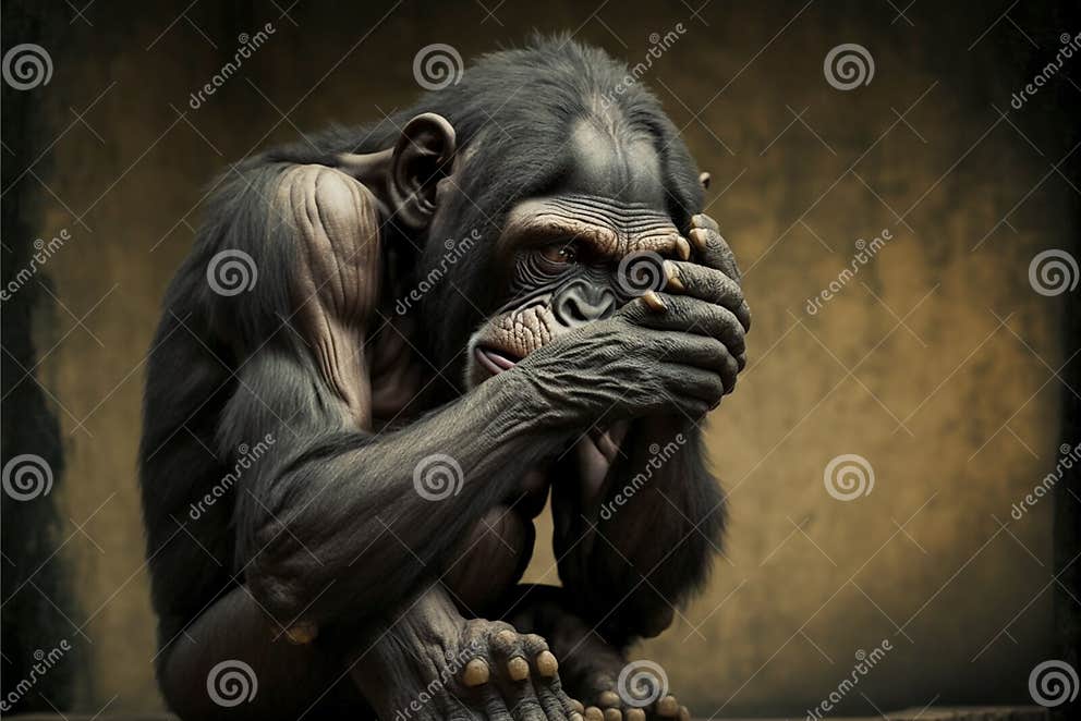 Monkey Making Facepalm Gesture Stock Illustration - Illustration of ...