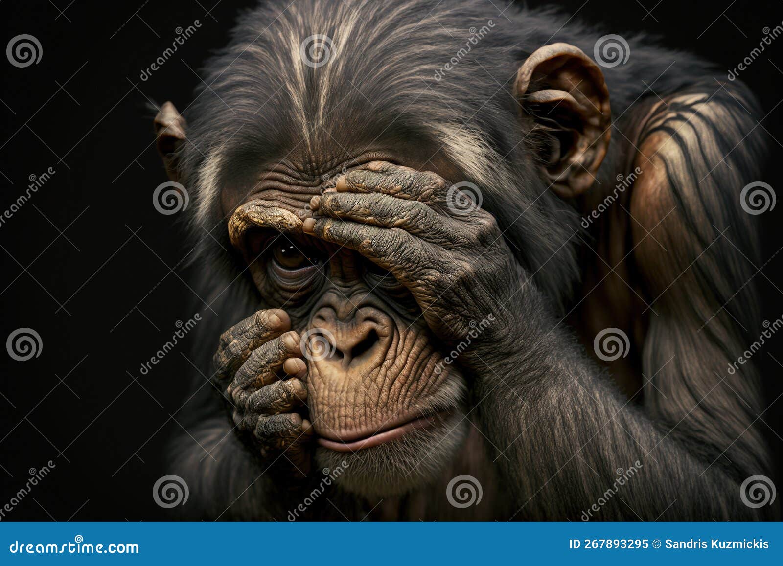 Monkey Making Facepalm Gesture. Generative AI Stock Illustration ...