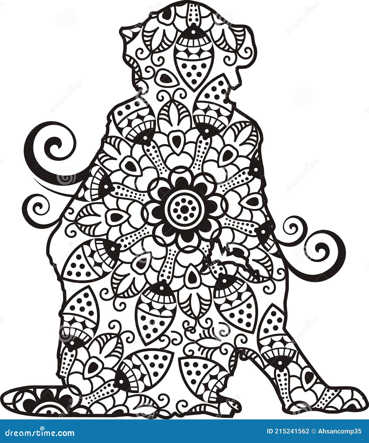 Monkey Mandala Vector Line Art Style Stock Illustration - Illustration ...