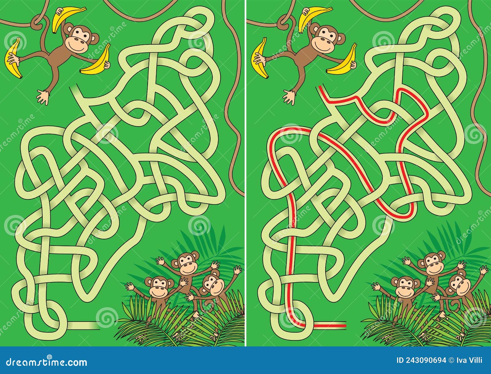 Monkey Maze Vector Illustration | CartoonDealer.com #243090694
