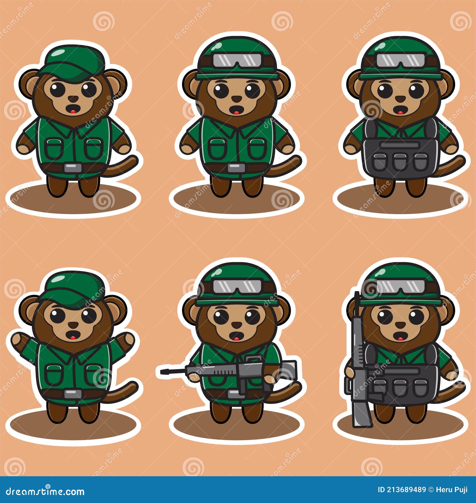 Vector Illustration Of Cute Monkey Soldier Cartoon. | CartoonDealer.com ...