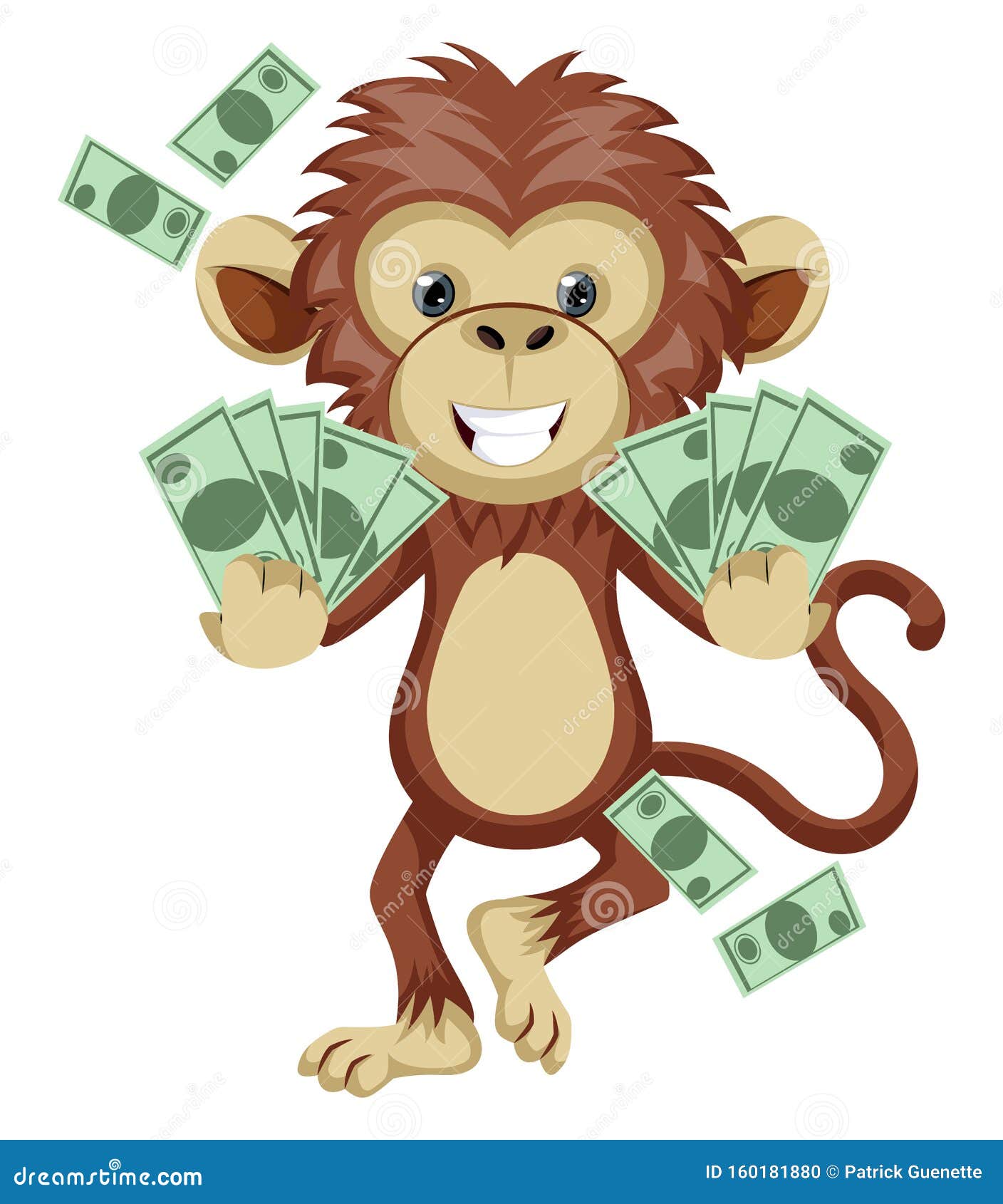 Monkey with Money, Illustration, Vector Stock Vector - Illustration of ...