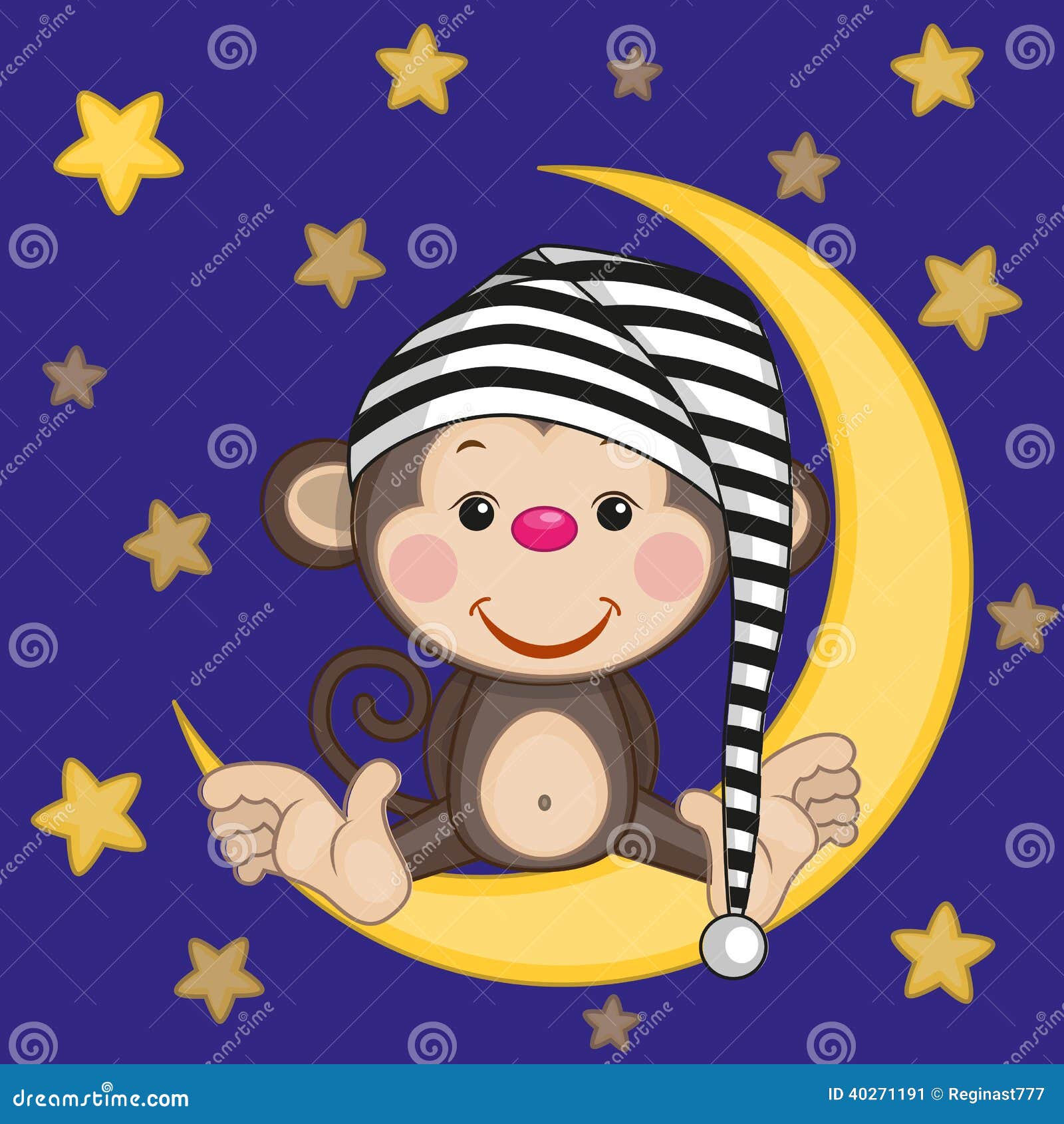 Monkey on the moon stock vector. Illustration of life - 40271191