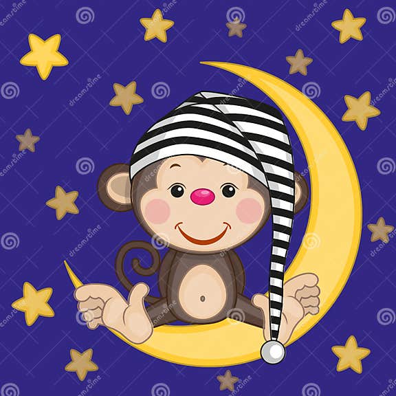 Monkey on the moon stock vector. Illustration of affectionate - 40271191
