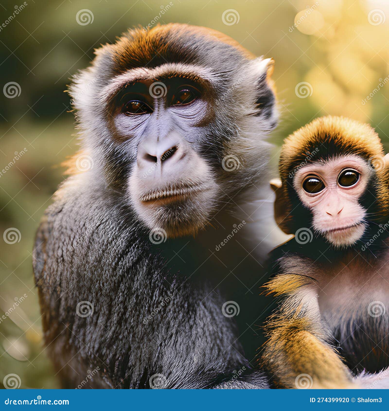 Monkey Mother with Monkey Child, Two Cute Monkies Stock Illustration ...