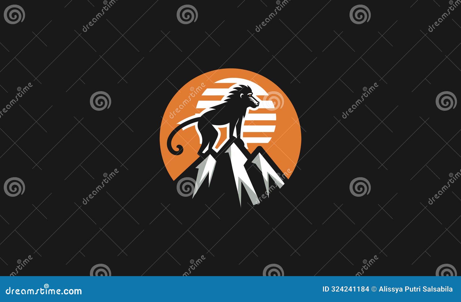 Monkey on Mountain Vector Illustration Logo Design Stock Vector ...