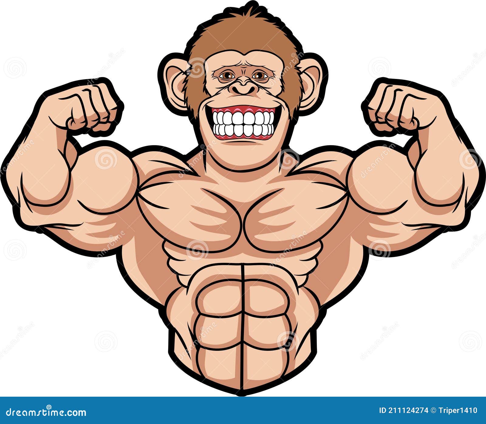 Monkey Muscle Cartoon Stock Illustrations Stock Vector - Illustration ...