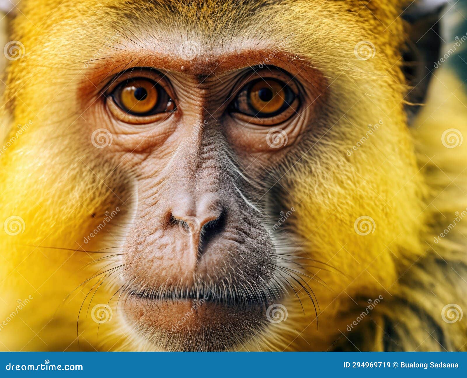 Monkey Yellow Close Up Macaca Fascicularis Made with Generative AI ...
