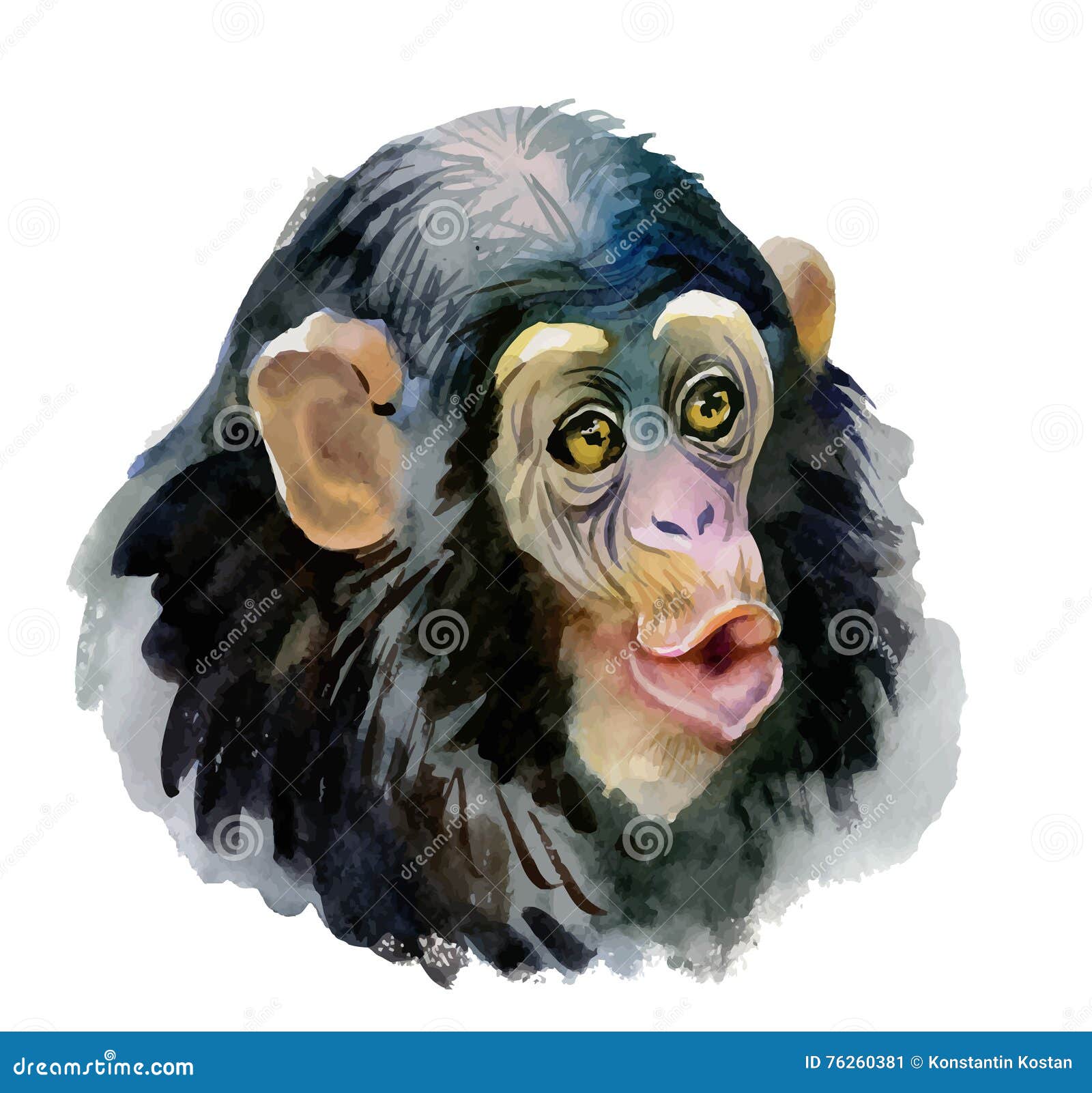 Monkey Oriental Animal Ink Painting Illustration Stock Vector ...