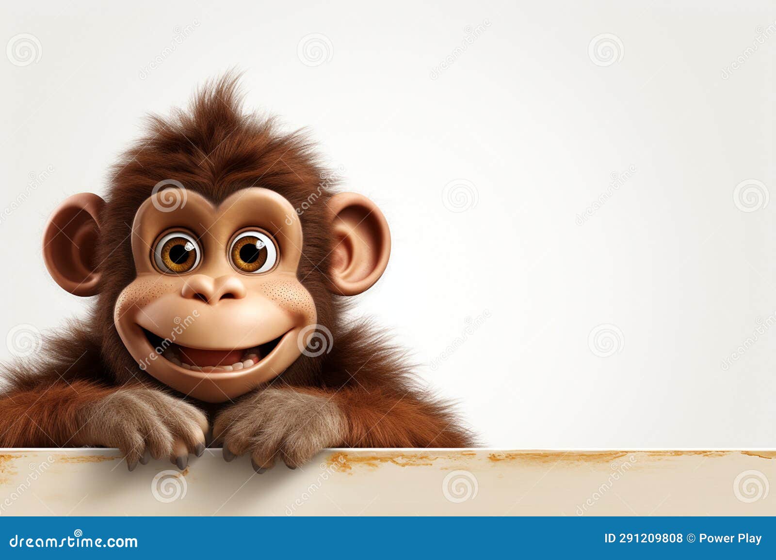 Peeking Monkey - Surprised Chimp Isolated On White Vector Illustration ...