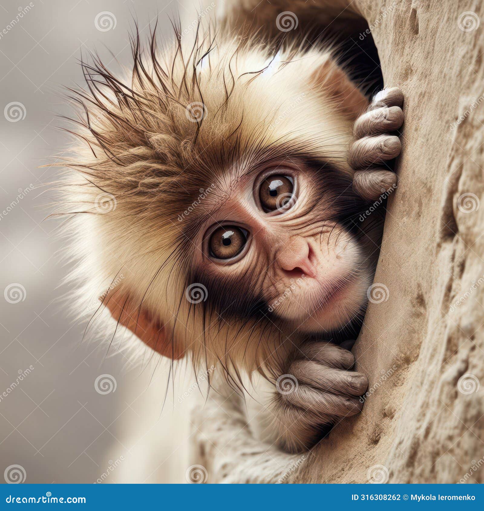 A Monkey Peeking Out of a Hole. Stock Photo - Image of forest, jungle ...