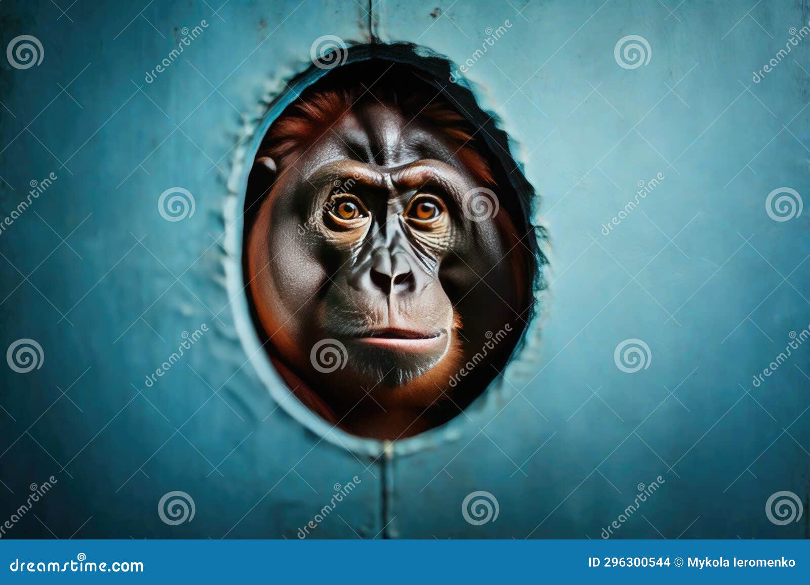 A Monkey Peering Out through the Hole. Stock Photo - Image of looking ...