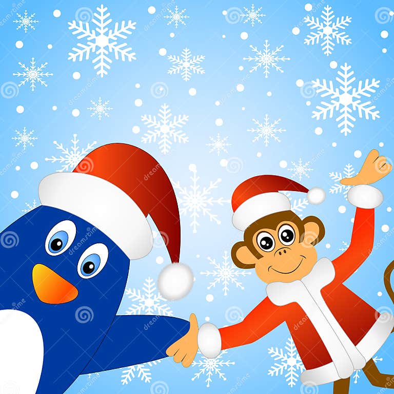 Monkey with a penguin stock vector. Illustration of symbol - 60233571