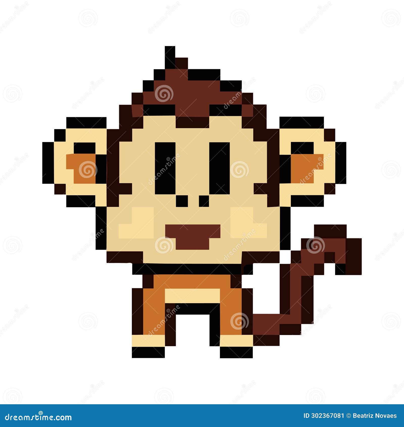 Monkey Pixel Art Isolated Icon Stock Vector - Illustration of ...