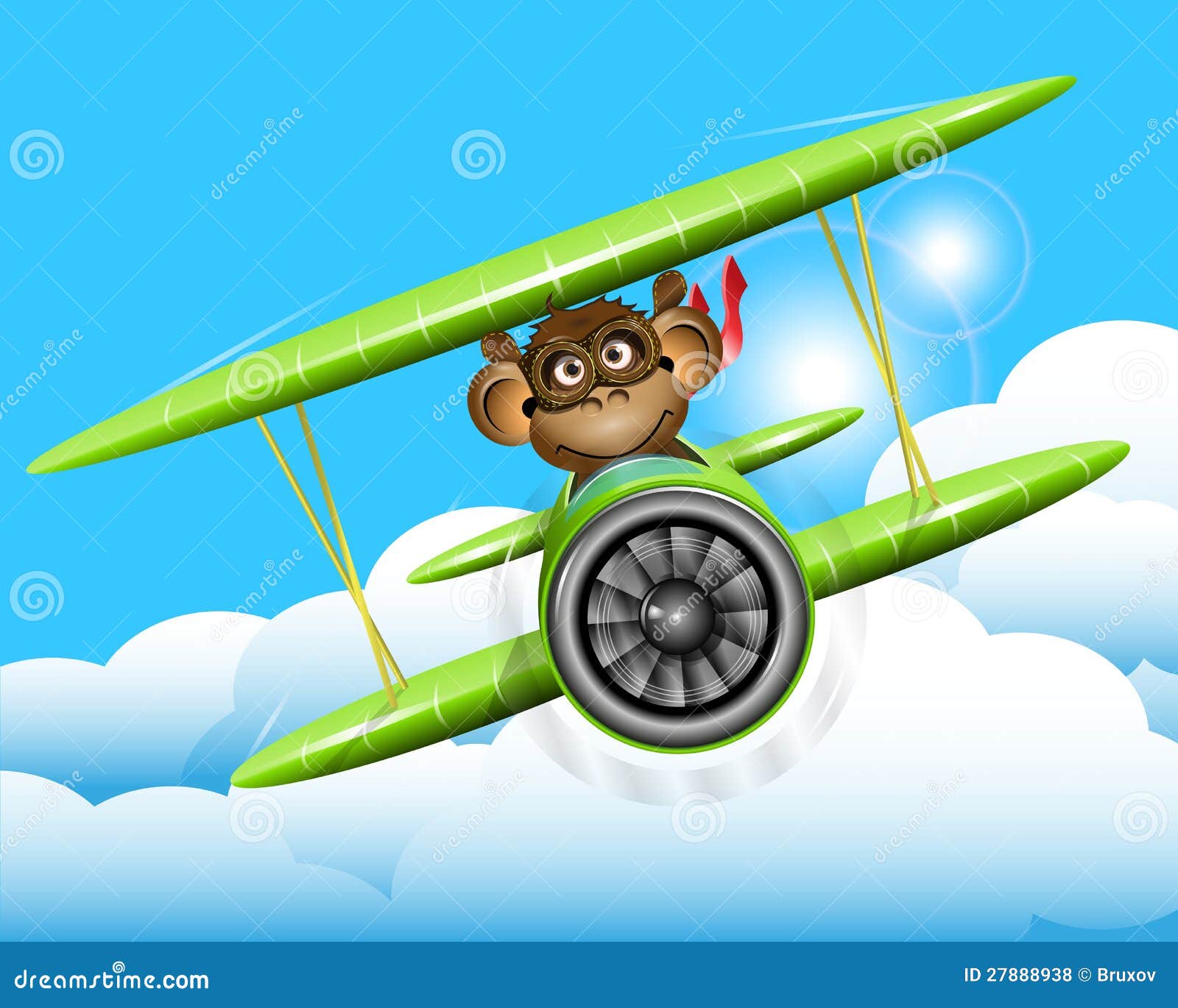 Monkey on a plane stock vector. Illustration of swinging - 27888938