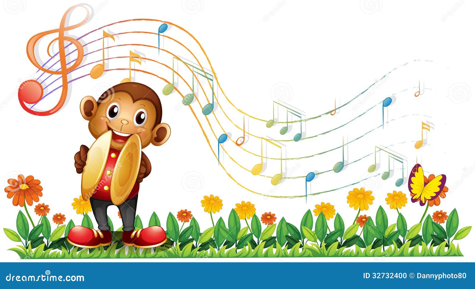 A Monkey Playing with the Cymbals Stock Vector - Illustration of monkey ...