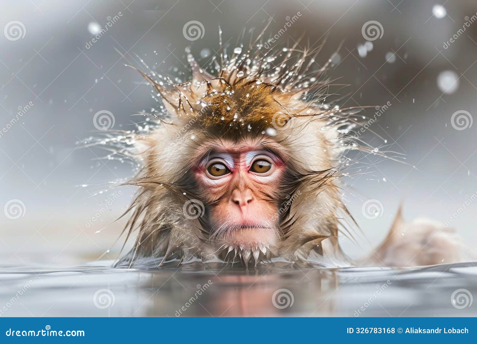 A Monkey Playing in a Hot Spring of Water. Monkey Bathing in Hot Water ...