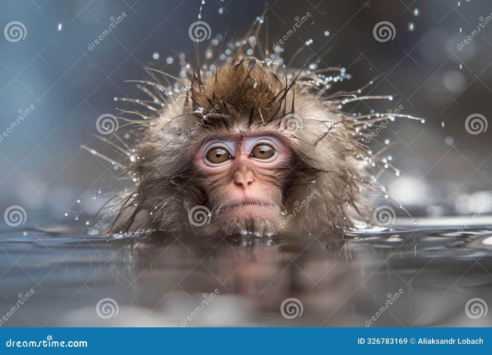 A Monkey Playing in a Hot Spring of Water. Monkey Bathing in Hot Water ...