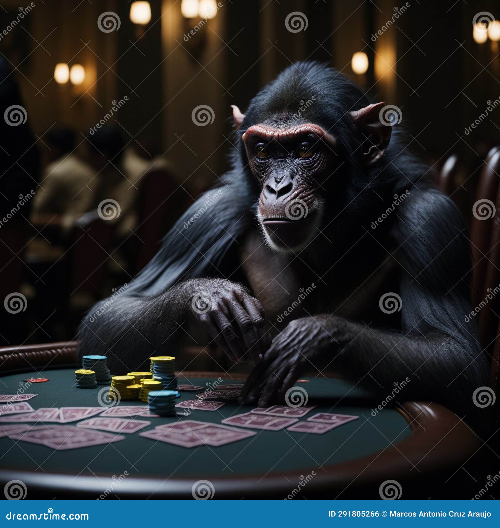 Monkey Playing Poker, Generated by AI Stock Illustration - Illustration ...
