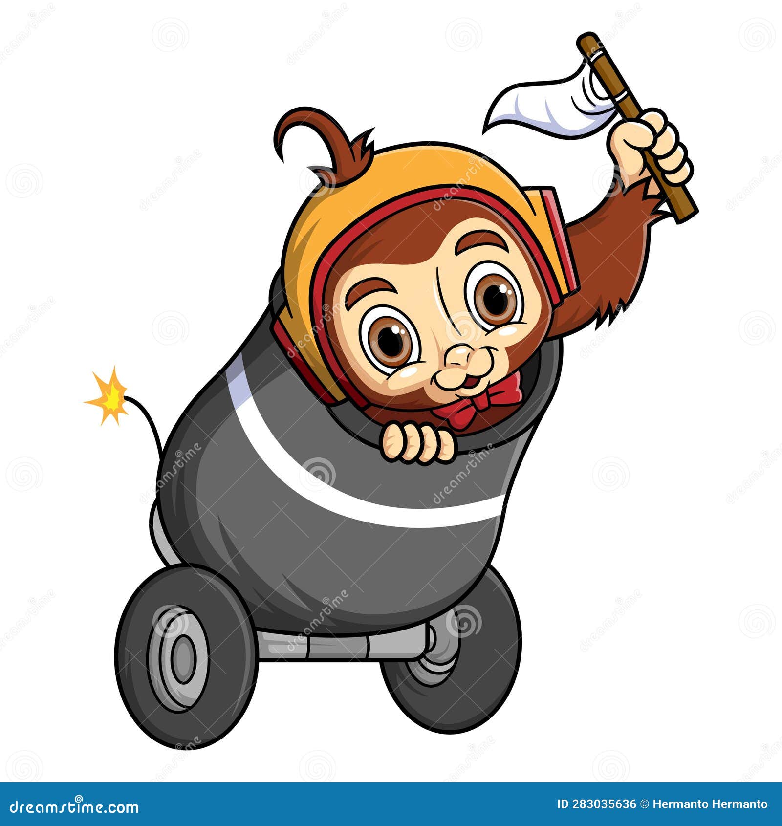 A Monkey is Playing with Rocket Circus Stock Vector - Illustration of ...