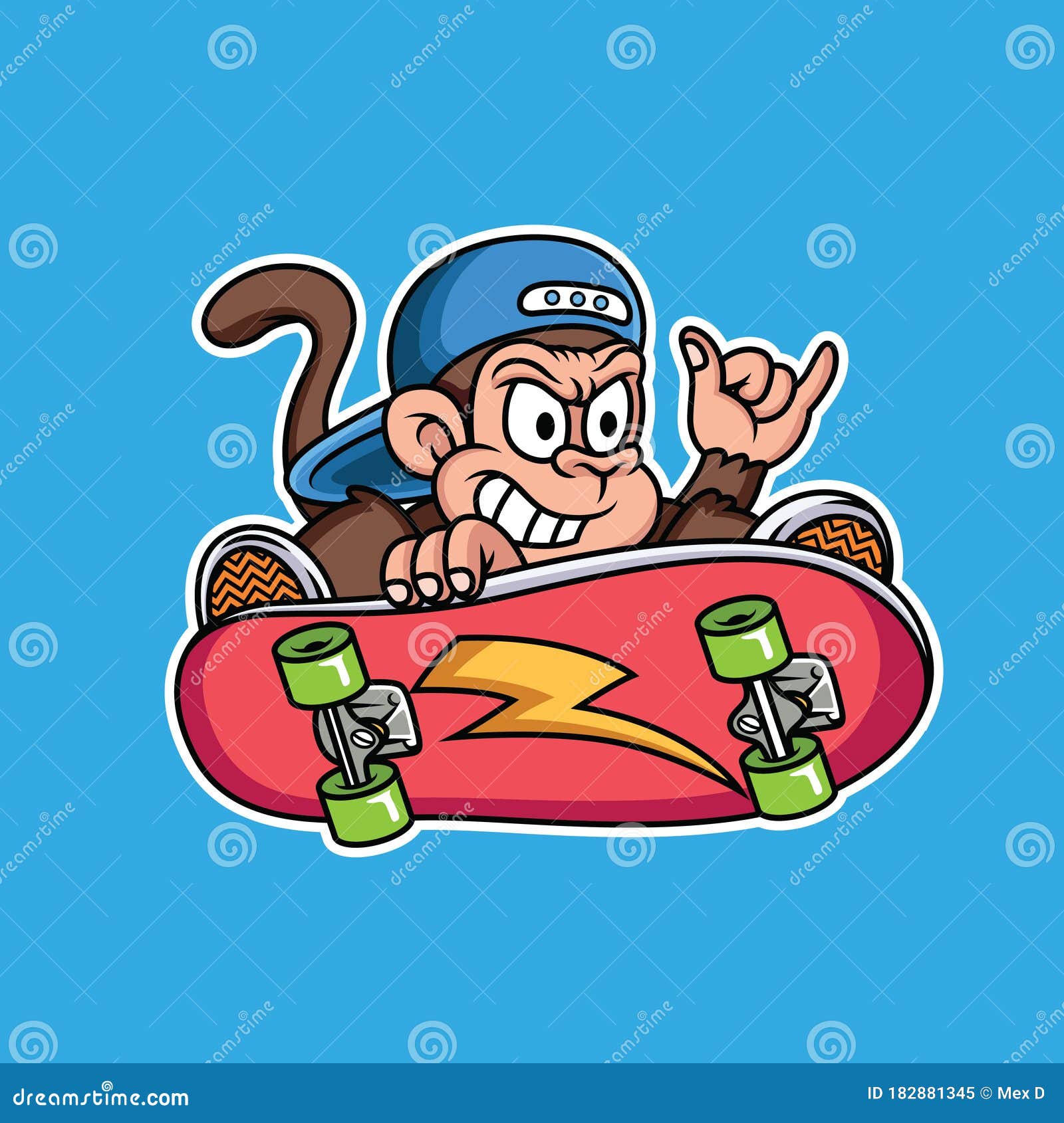 Monkey Playing Skateboard Cartoon Stock Illustration - Illustration of ...