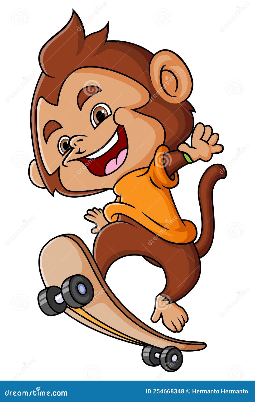 The Monkey is Playing a Skateboard and Doing Some Tricks Stock Vector ...