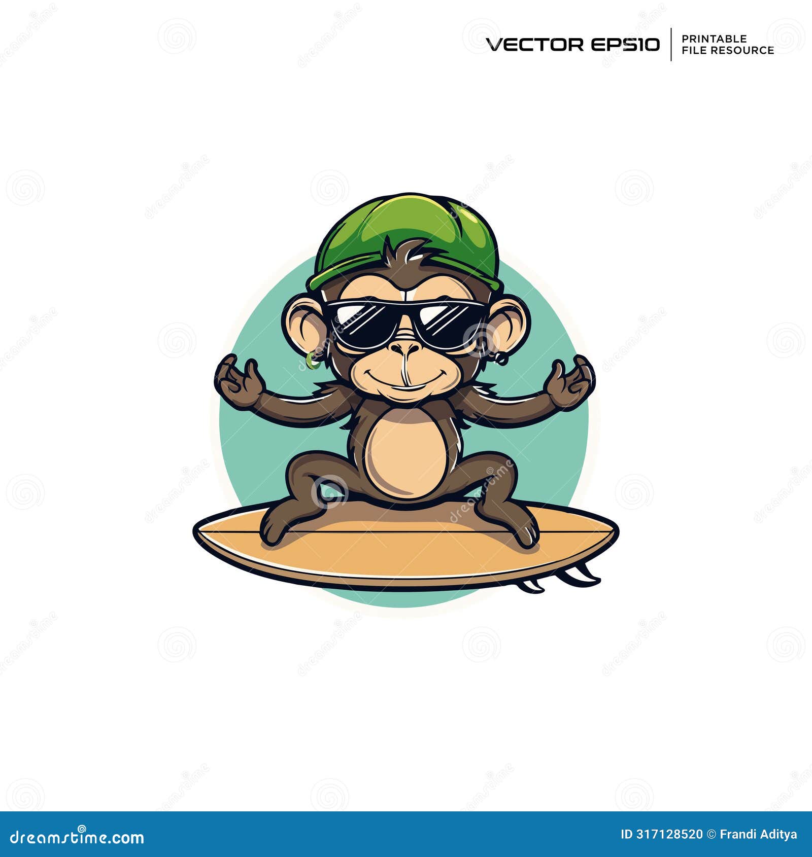 Monkey Playing Surfing, Character, Mascot, Logo, Vector, Design ...