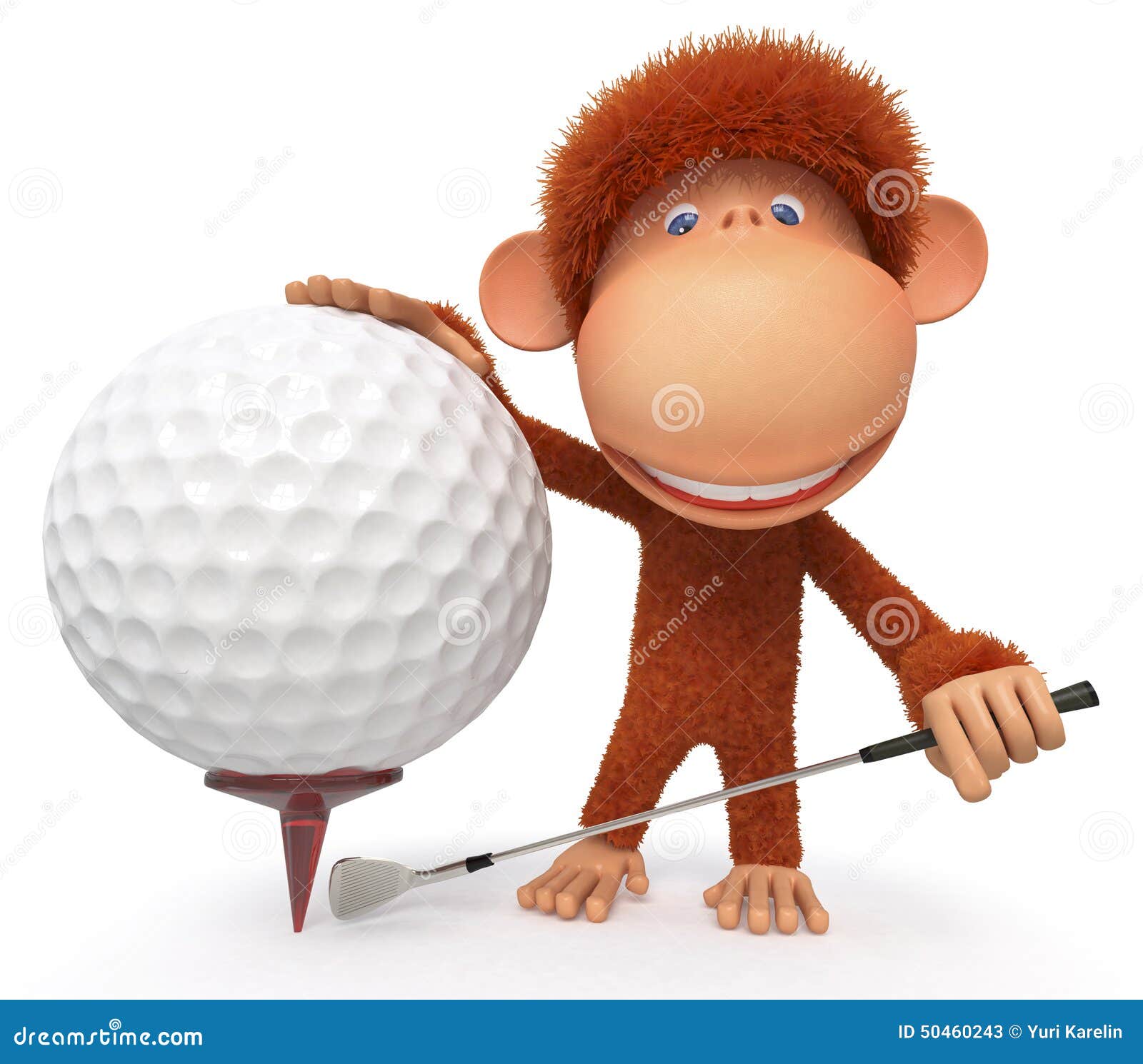 The monkey plays golf stock illustration. Illustration of recreational ...