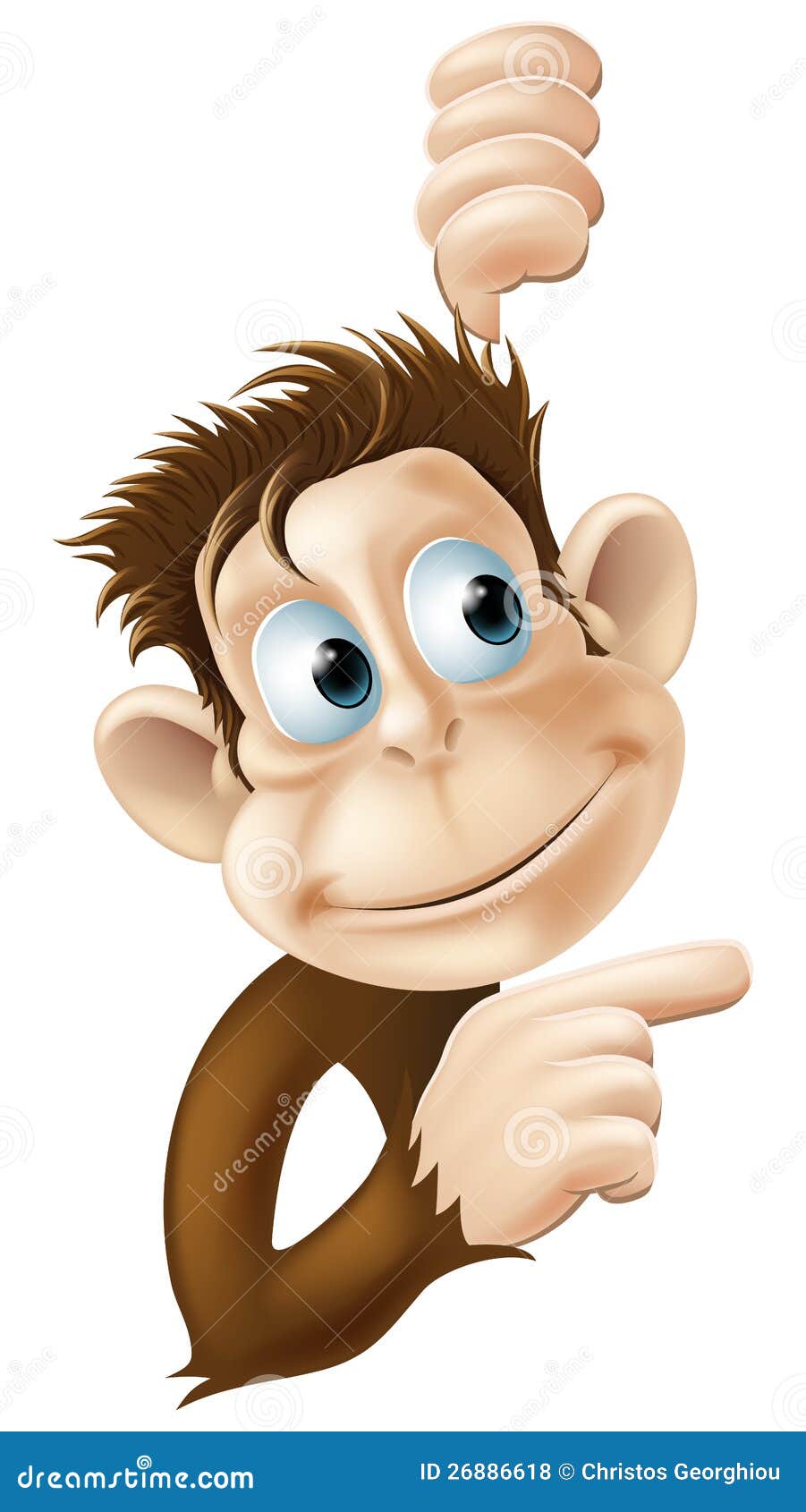 Monkey Pointing and Looking Illustration Stock Vector - Illustration of ...