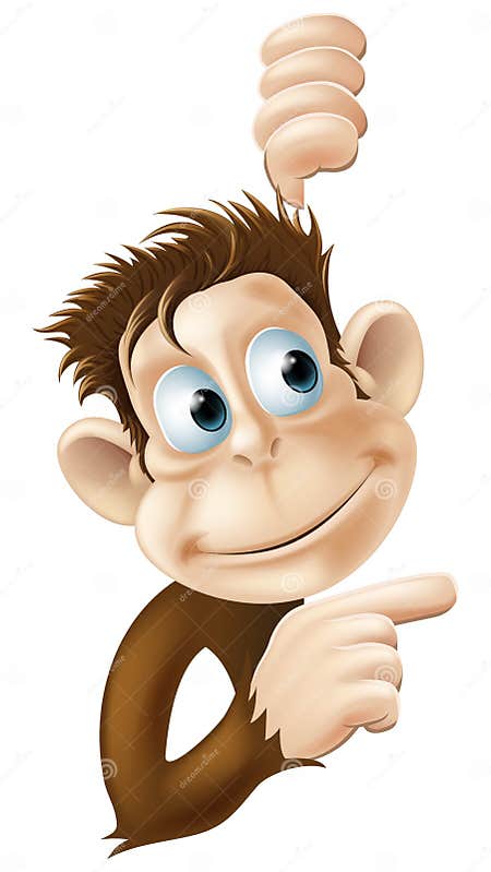 Monkey Pointing and Looking Illustration Stock Vector - Illustration of ...